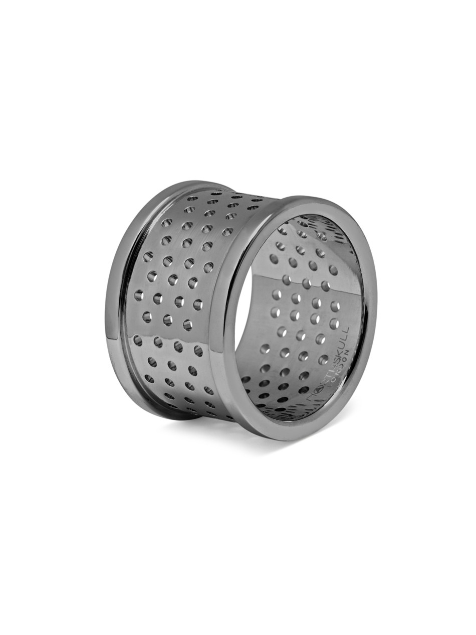 Perforated Ring in Gunmetal Black, Unique Rings for Men