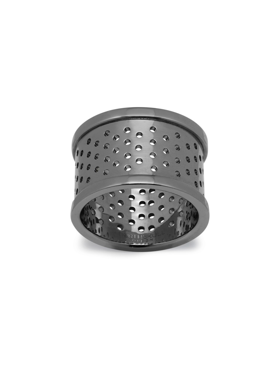 Perforated Ring in Gunmetal Black, Unique Rings for Men