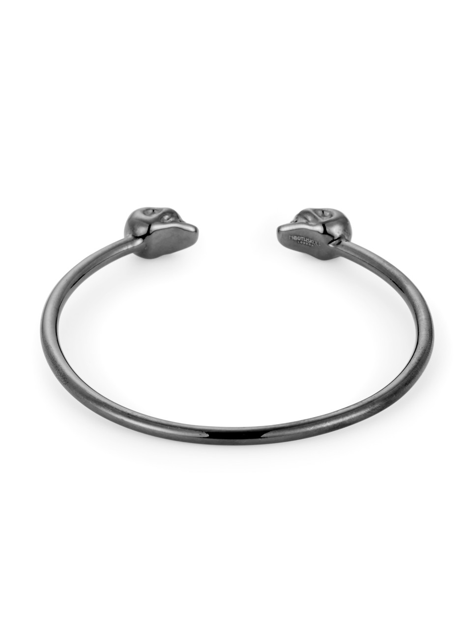 Twin Skull Bangle in Gunmetal Black