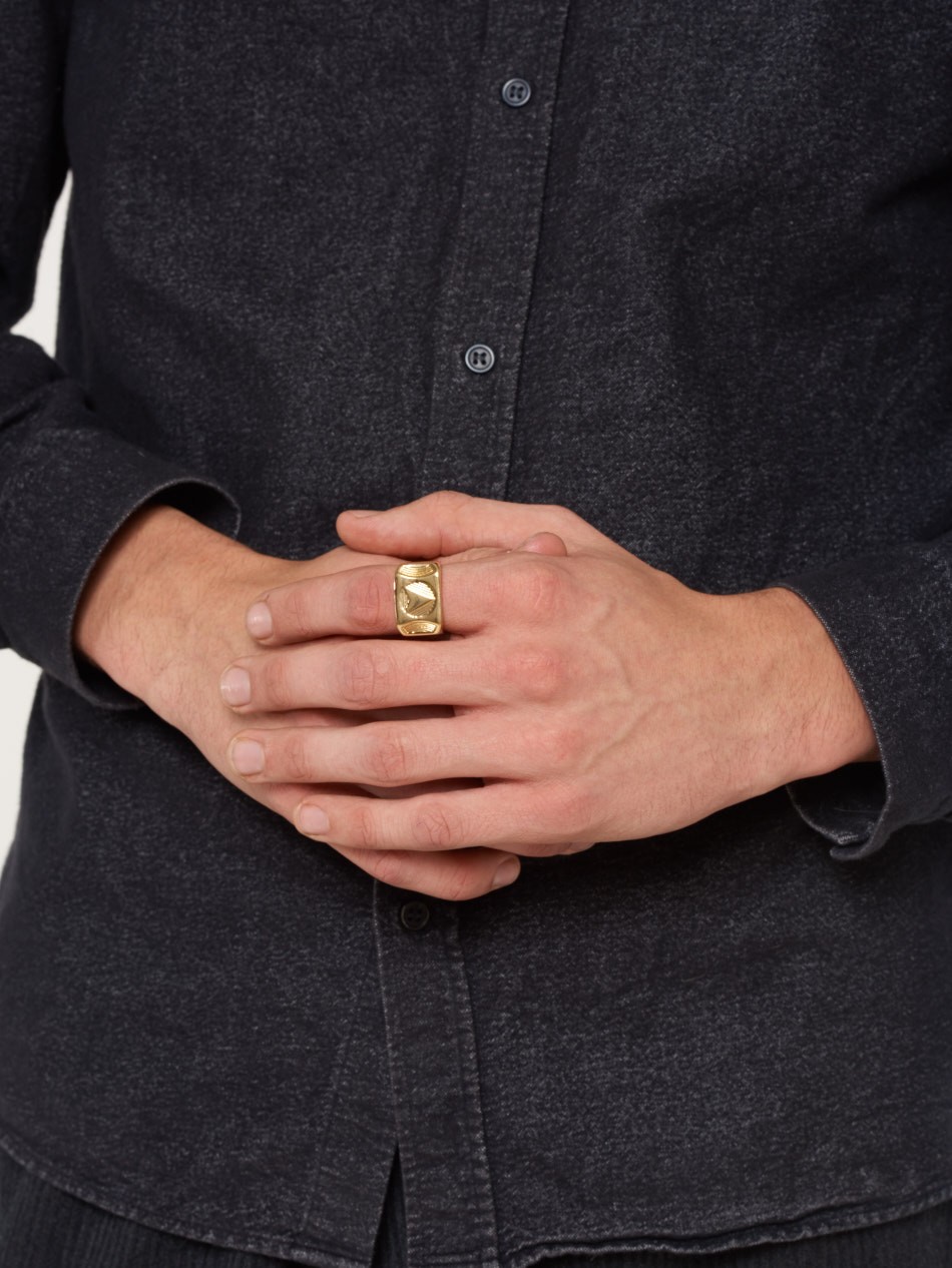 Kinetic Ring in Gold, Northskull Mens Kinetic Ring